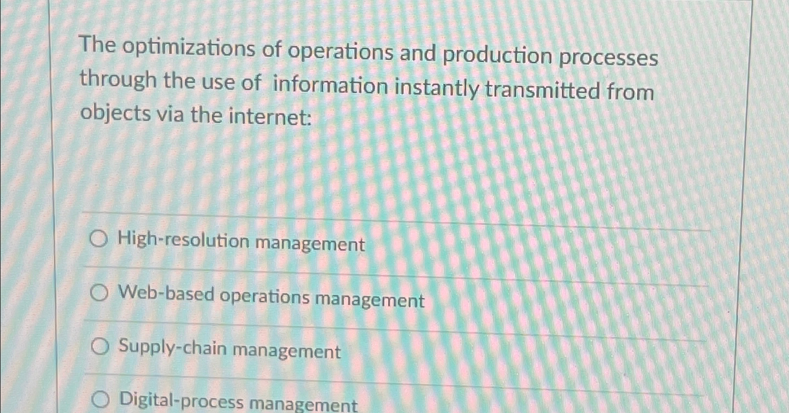 Solved The optimizations of operations and production | Chegg.com