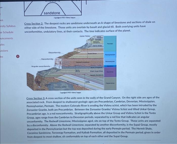 Solved Cross. Section.1; The deepest rocks are granite cut | Chegg.com