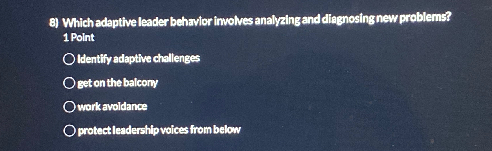 Solved Which adaptive leader behavior involves analyzing and | Chegg.com