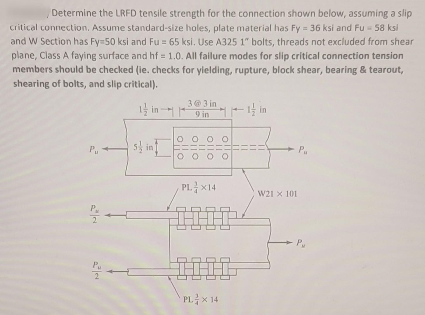Solved Determine the LRFD tensile strength for the | Chegg.com