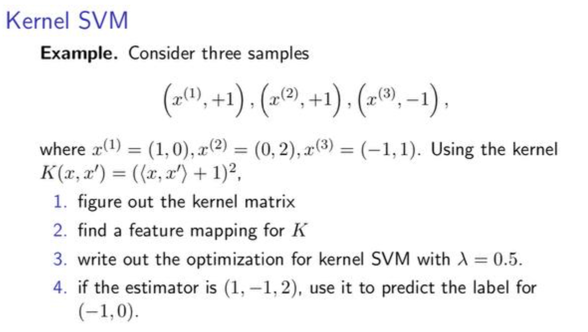 Solved Kernel SVMExample. Consider three | Chegg.com