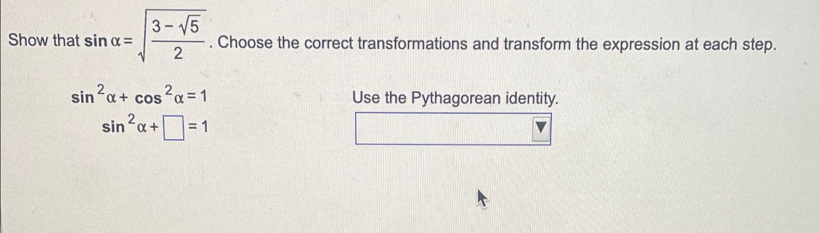 Solved Show that sinα=3-5222. ﻿Choose the correct | Chegg.com