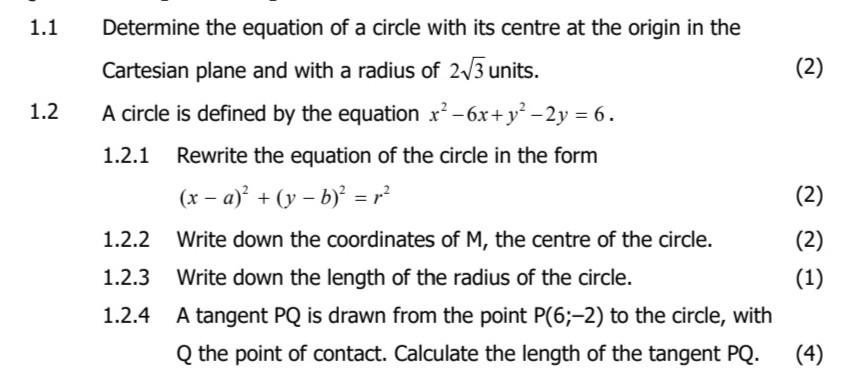 Solved Determine the equation of a circle with its centre at | Chegg.com
