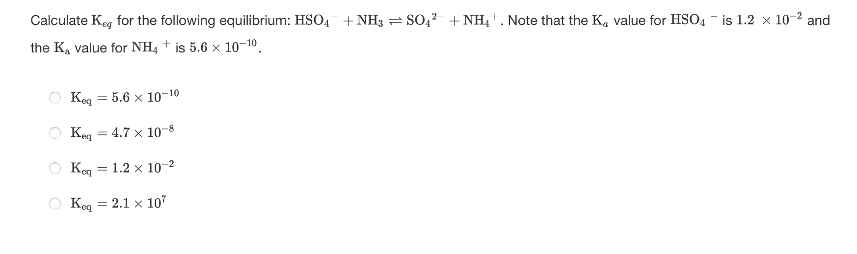 Calculate Keq ﻿for the following equilibrium: | Chegg.com
