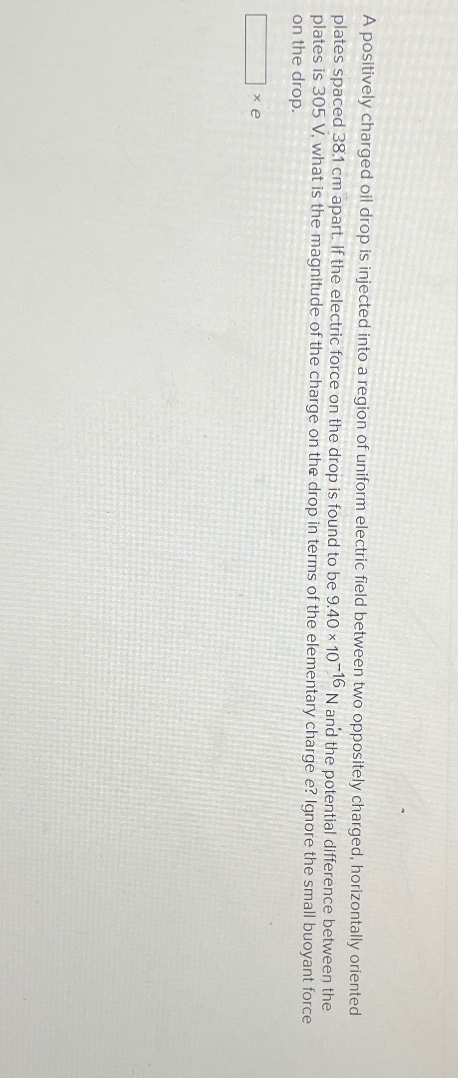 Solved A positively charged oil drop is injected into a | Chegg.com