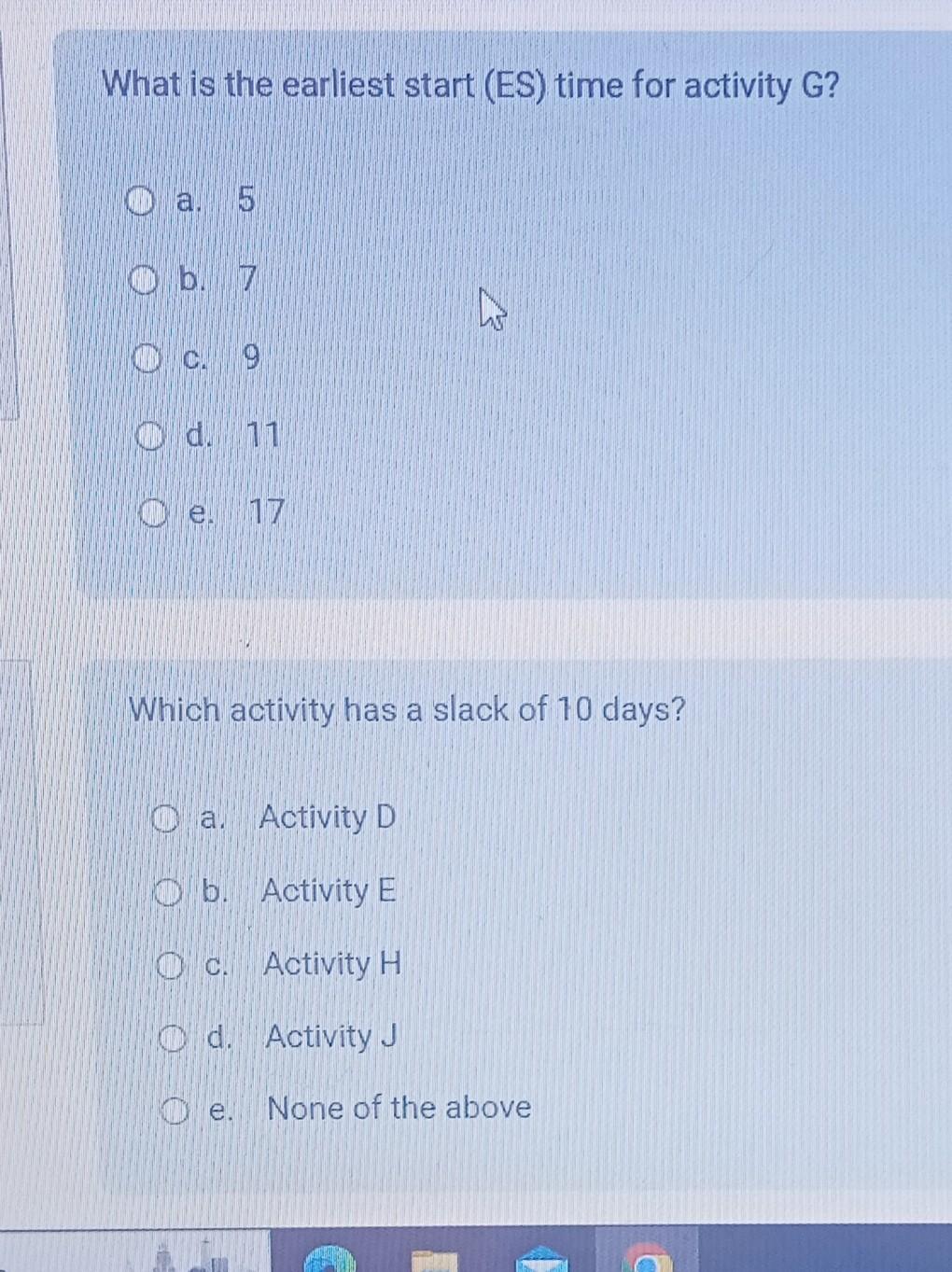 Solved What is the earliest start (ES) time for activity I? | Chegg.com