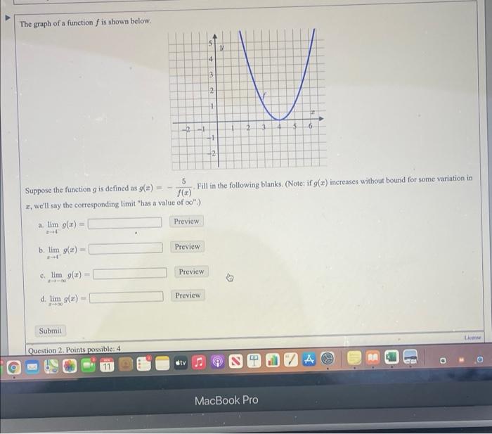 Solved The graph of a function f is shown below. 1 V 4 3 2 | Chegg.com