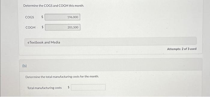 Determine The Cogs And Cogm This Month Cogs Cogm B