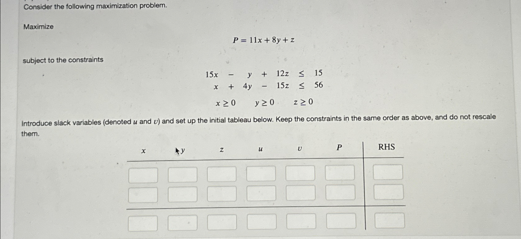 Consider the following maximization | Chegg.com