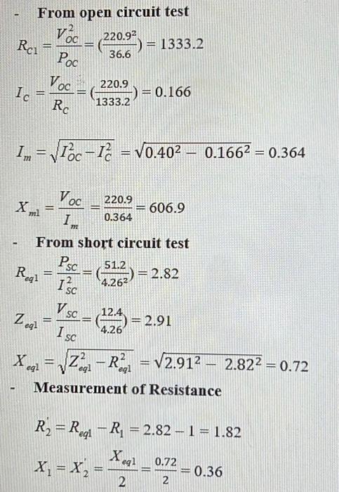 Perform the OC and SC tests in Simulink using the | Chegg.com