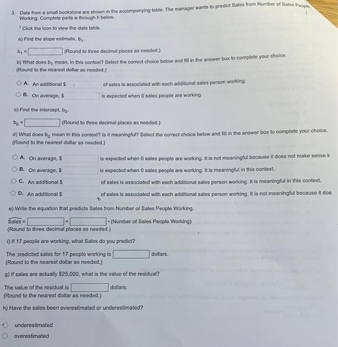 Solved 3. Data from a small bookstore are shown in the | Chegg.com