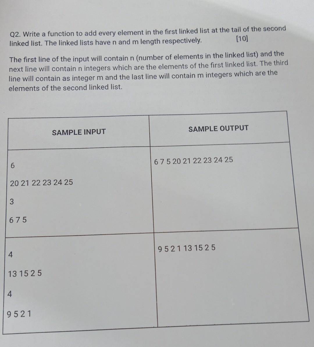 Solved Q2. Write a function to add every element in the | Chegg.com