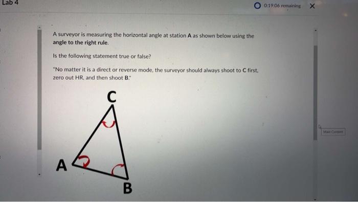 Solved A surveyor is measuring the horizontal angle at | Chegg.com