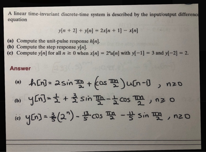 Solved A linear time-invariant discrete-time system is | Chegg.com