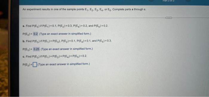 Solved An experiment results in one of the sample points E₁, | Chegg.com