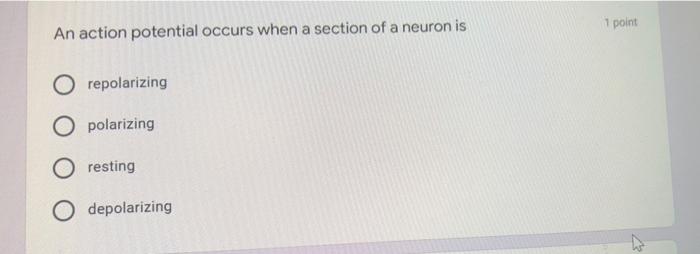 Solved A depolarizing neuron has a high concentration of 1 | Chegg.com