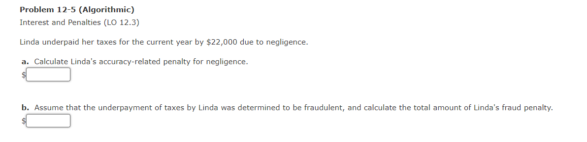 Solved Problem 12-5 (Algorithmic)Interest and Penalties (LO | Chegg.com
