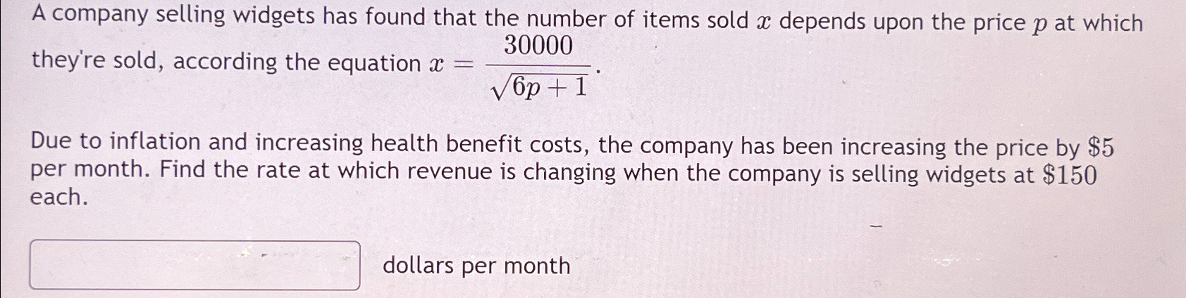 Solved A company selling widgets has found that the number | Chegg.com