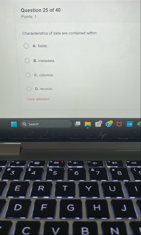 Solved Question 25 ﻿of 40Points: 1Characteristics of data | Chegg.com