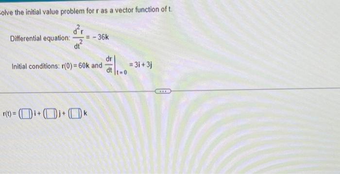 Solved olve the initial value problem for r as a vector | Chegg.com