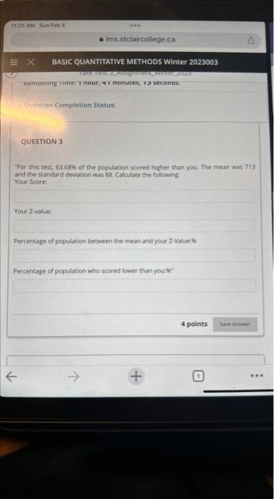 Solved QUESTION 3 For this test 63.68% of the population | Chegg.com