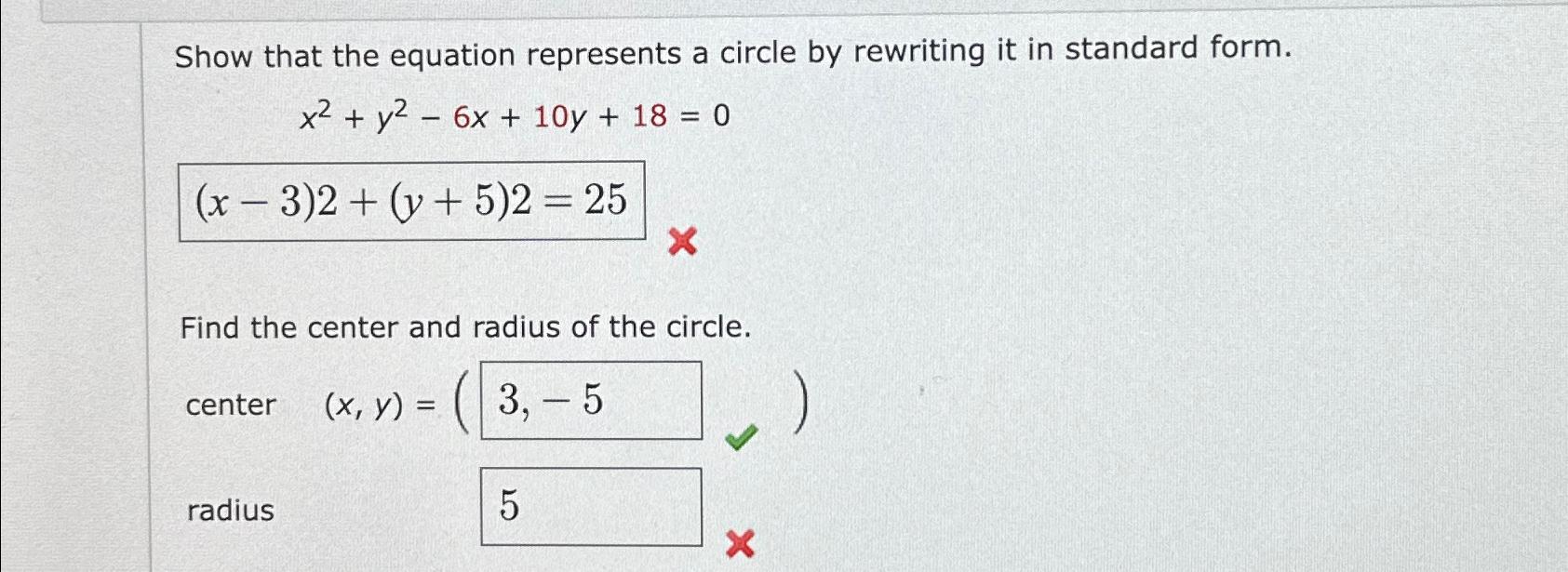 Solved Show that the equation represents a circle by | Chegg.com
