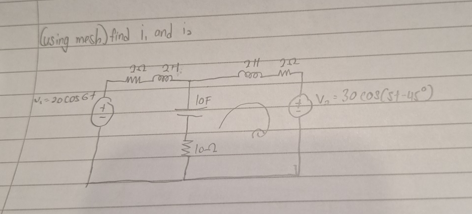 (using mesh) ﻿find i1 ﻿and i2 | Chegg.com