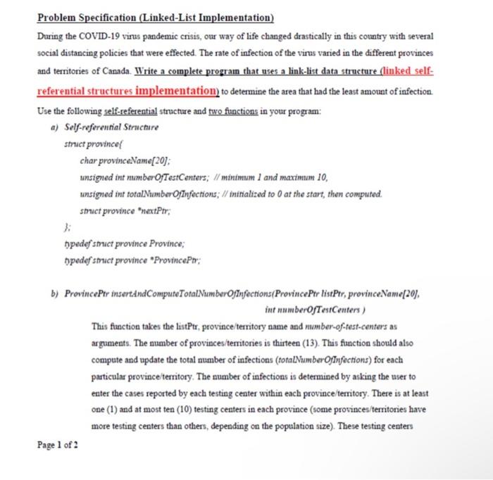 Solved Problem Specification (Linked-List Implementation) | Chegg.com