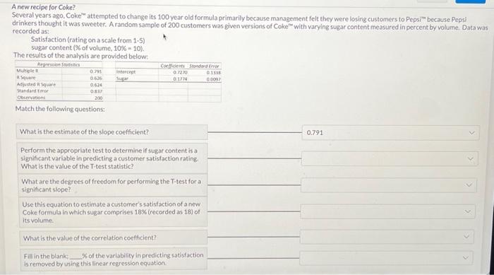 Solved A new recipe for Coke? Several years ago, Coke" | Chegg.com