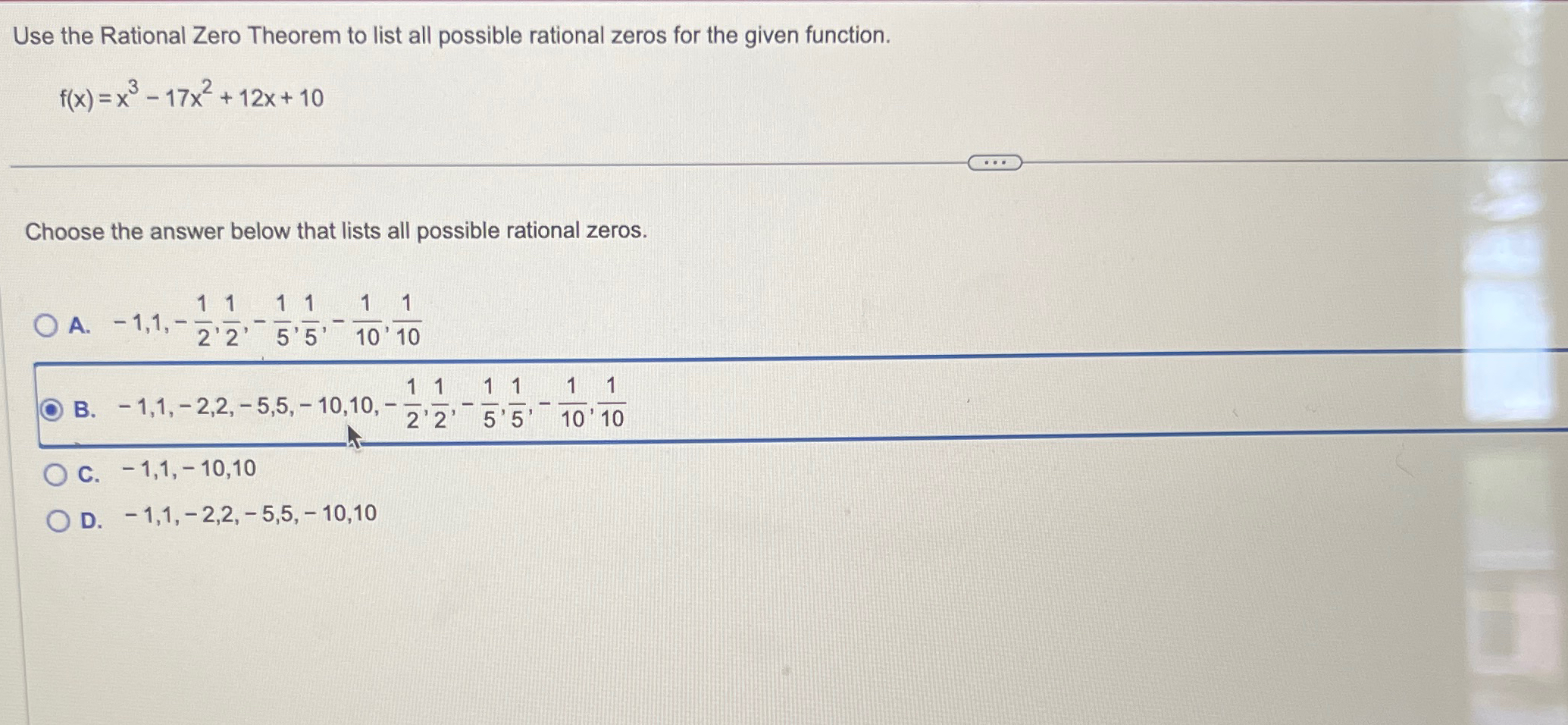 Solved Use the Rational Zero Theorem to list all possible | Chegg.com