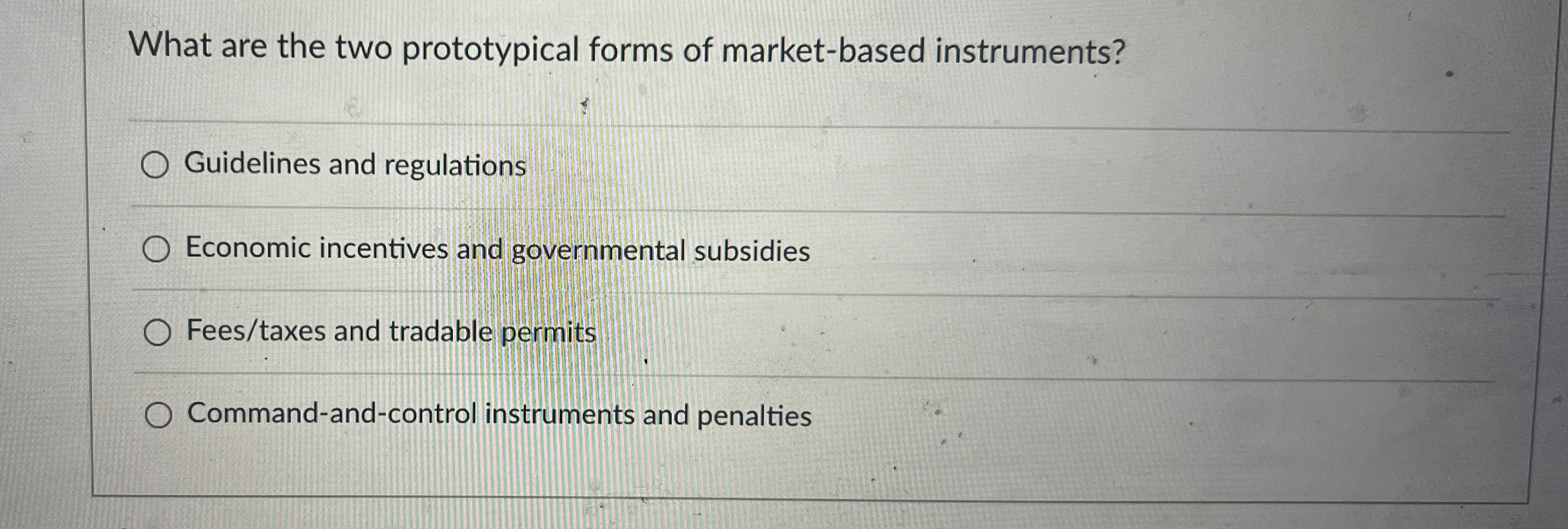 Solved What are the two prototypical forms of market-based | Chegg.com