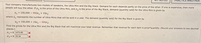 Solved Your company manufactures two models of speakers, the | Chegg.com