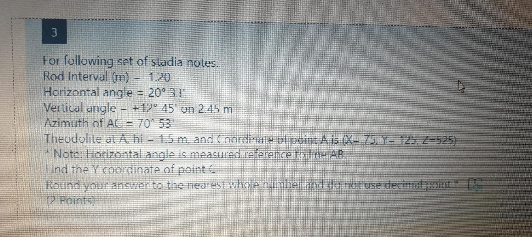 3 For following set of stadia notes. Rod Interval (m) | Chegg.com