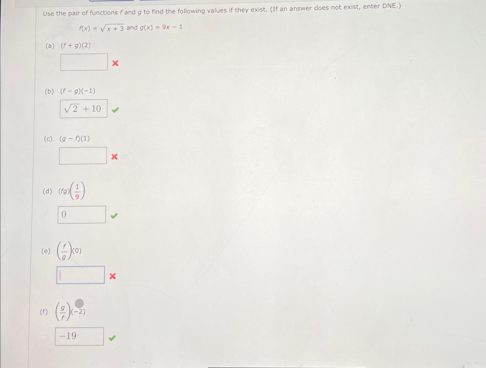 Solved Use the pair of functions f ﻿and g ﻿to find the | Chegg.com