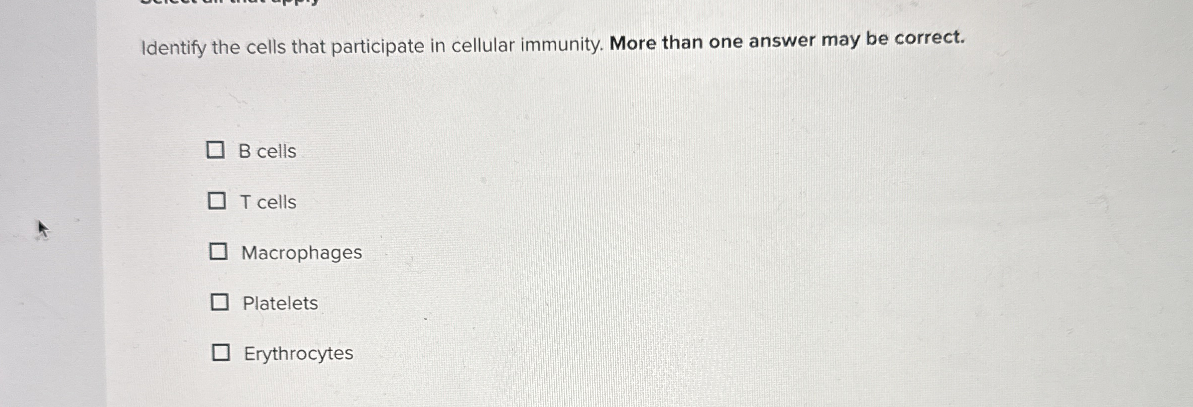 Solved Identify the cells that participate in cellular | Chegg.com
