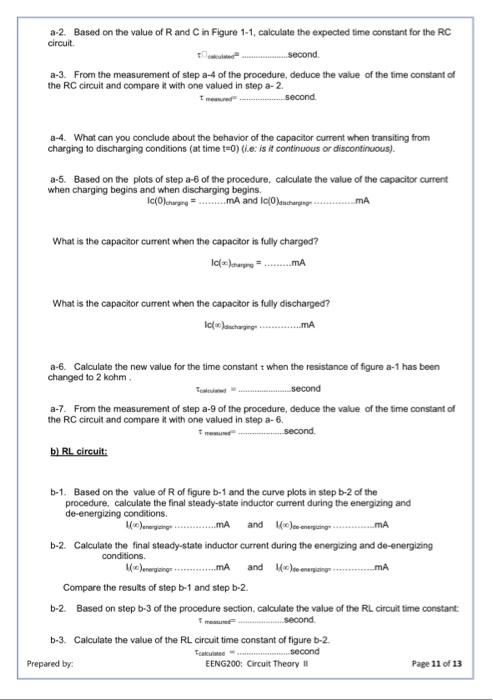 Solved Experiment No. 2 First Order Circuits 1. Objectives | Chegg.com