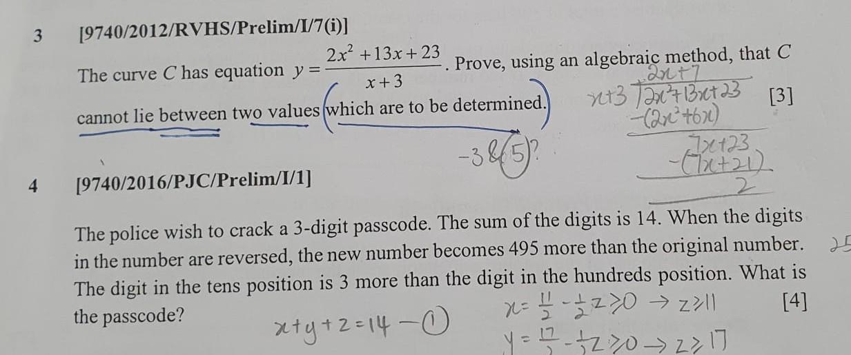 Solved 3[9740/2012/RVHS/ Prelim/I/7(i)] The curve C has | Chegg.com