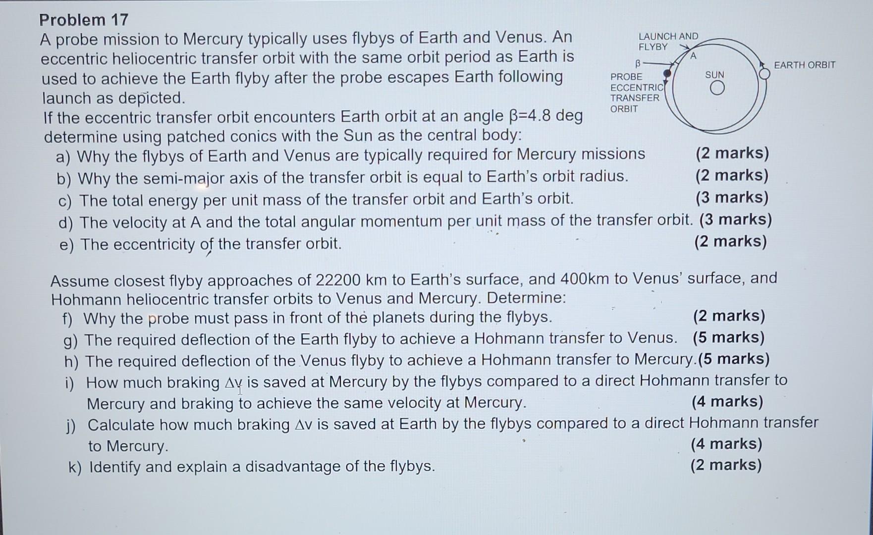 Solved Problem 17 A probe mission to Mercury typically uses | Chegg.com