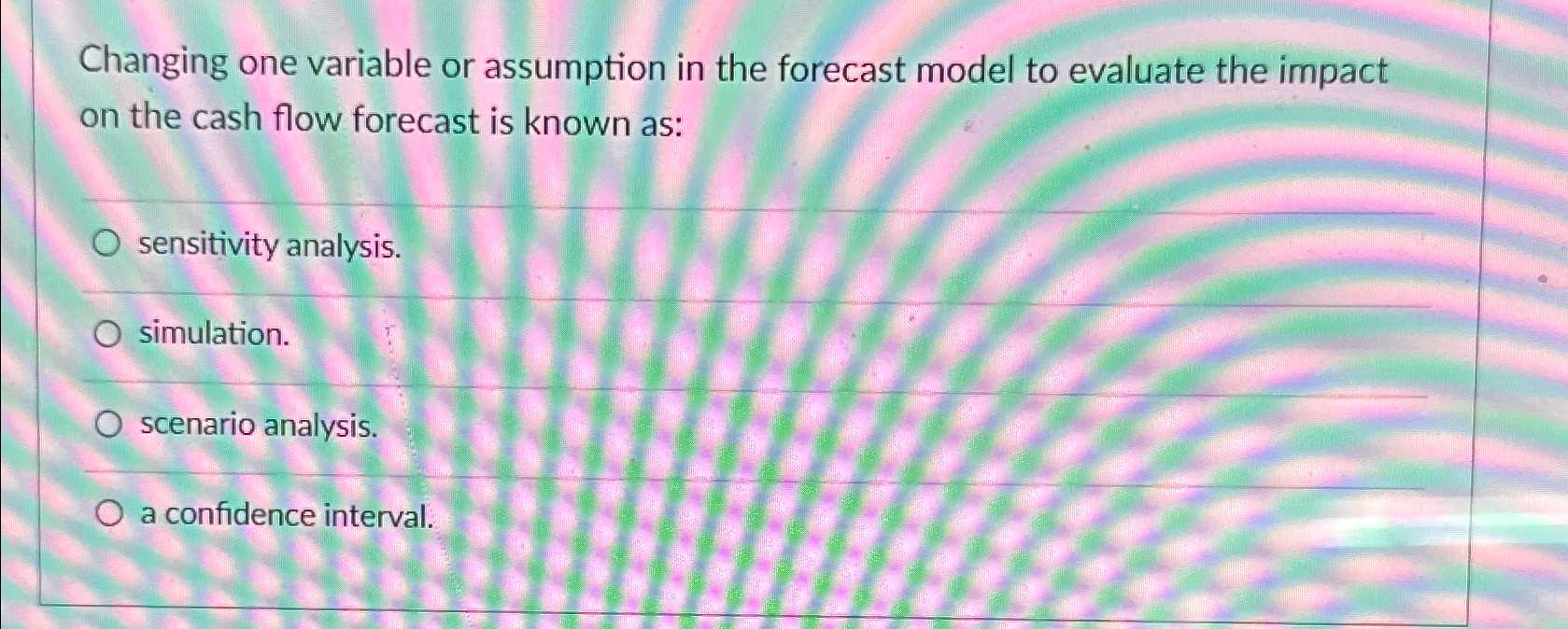 Solved Changing one variable or assumption in the forecast | Chegg.com