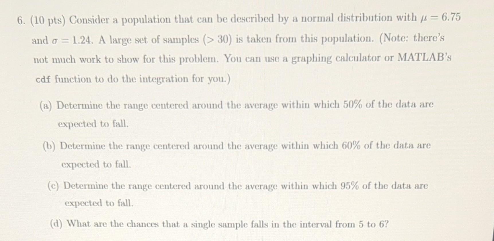 Solved 6. (10 pts) Consider a population that can be | Chegg.com