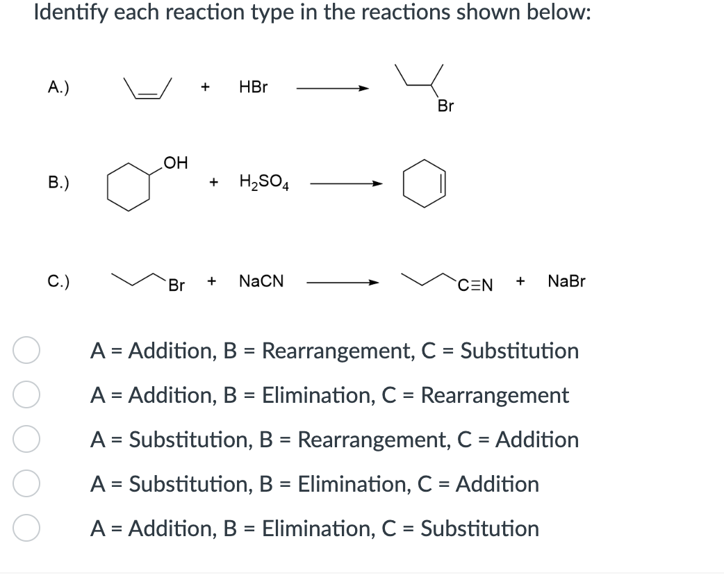 Solved Identify each reaction type in the reactions shown | Chegg.com