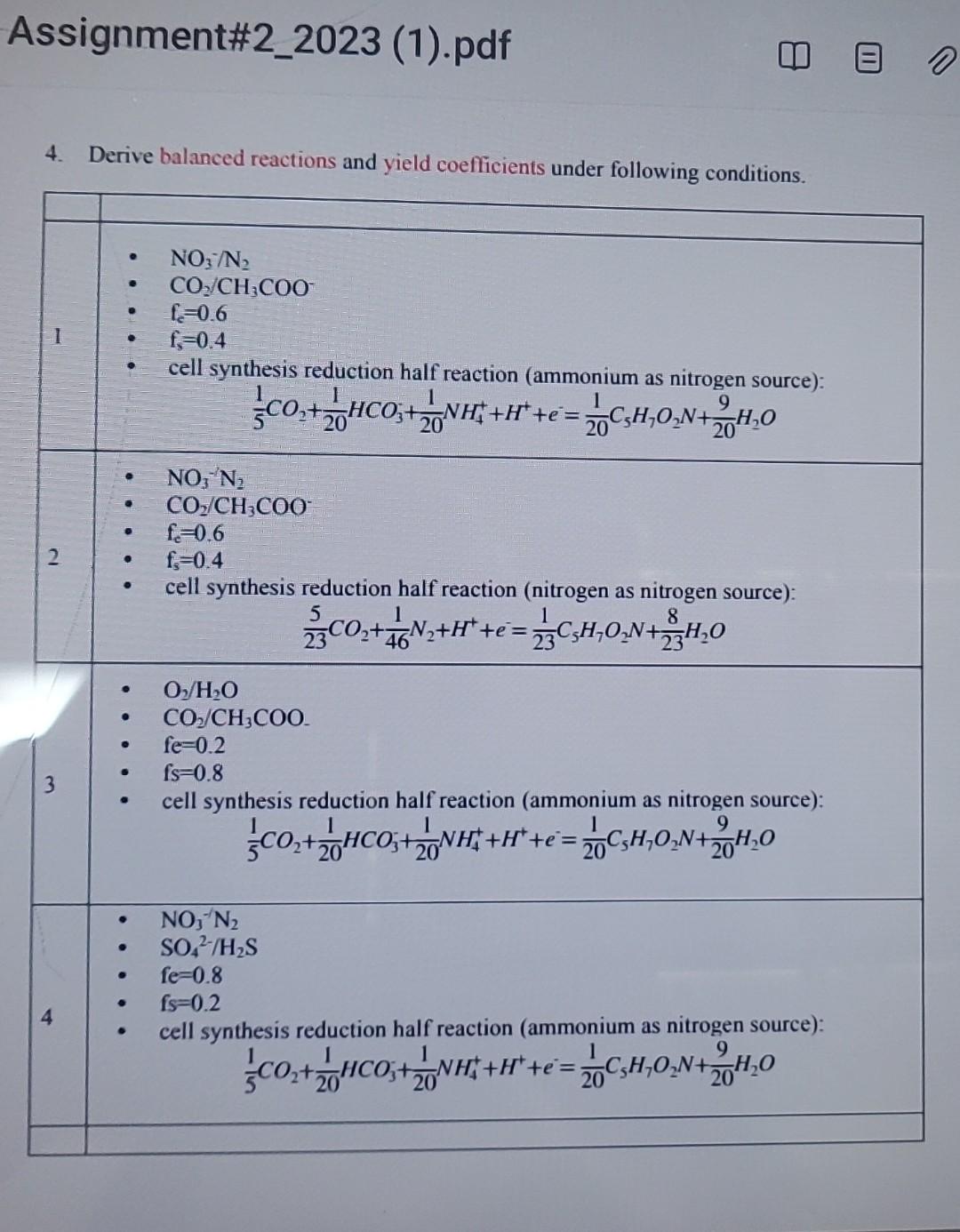 Solved Assignment#2_2023 (1).pdf 4. Derive balanced | Chegg.com