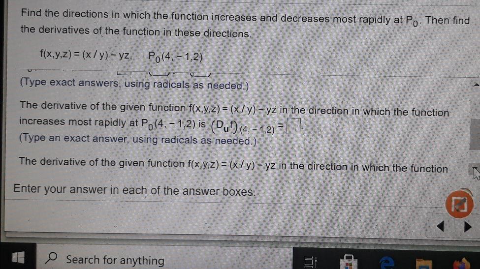 Solved Find the directions in which the function increases | Chegg.com