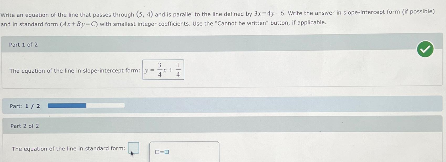 Solved Write an equation of the line that passes through | Chegg.com