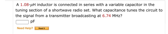 Solved A 1.08-uH inductor is connected in series with a | Chegg.com