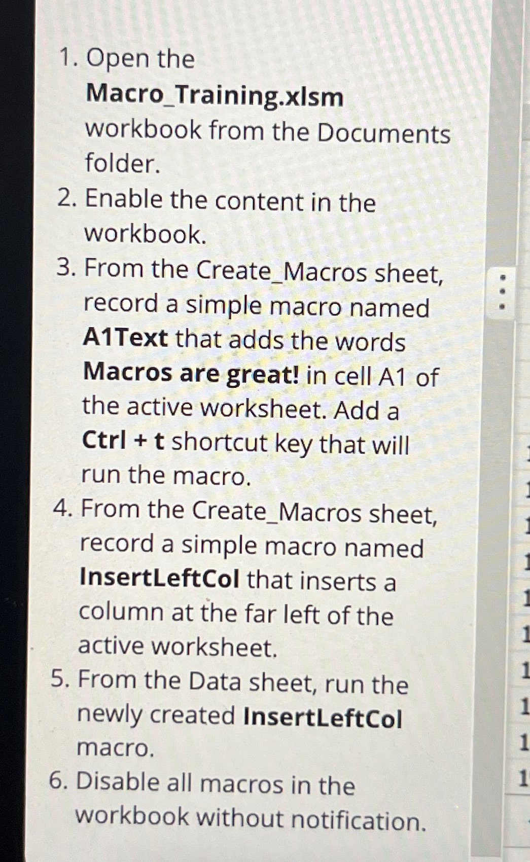 Solved Open theMacro_Training.xlsmworkbook from the | Chegg.com
