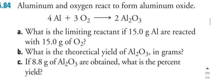 Solved 4 Aluminum and oxygen react to form aluminum oxide. | Chegg.com