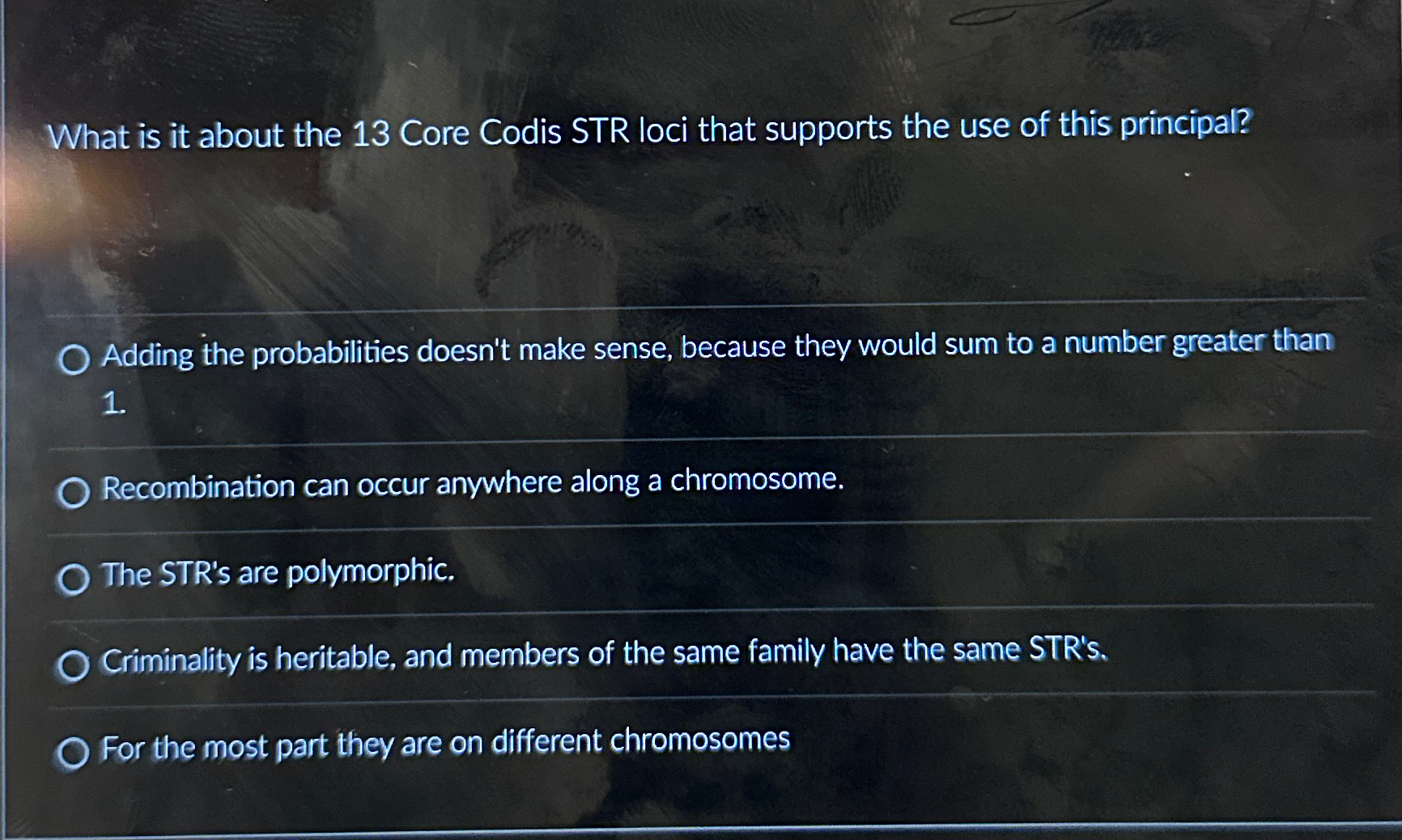 Solved What is it about the 13 ﻿Core Codis STR loci that | Chegg.com