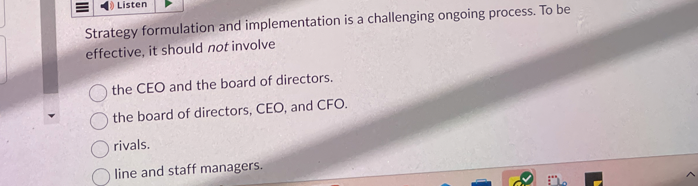 Solved ListenStrategy formulation and implementation is a | Chegg.com | Chegg.com