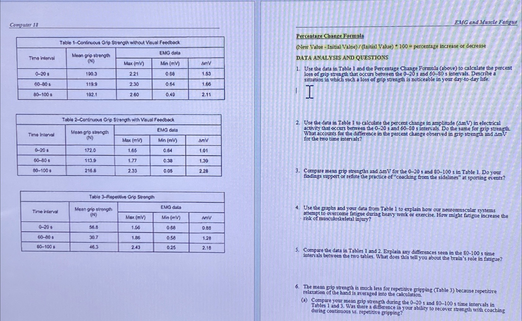Solved Converter 18\table[[Table 1-Conkinucus Grip Strength | Chegg.com